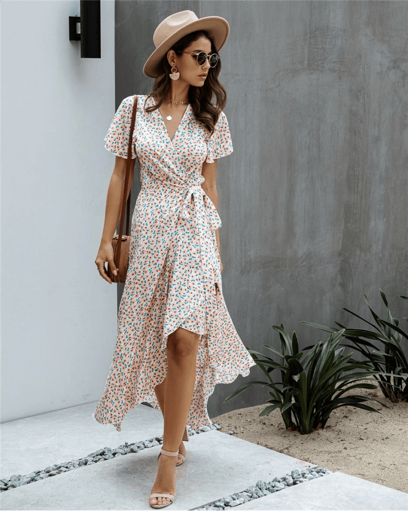 Langes Boho-Kleid Rosa - Boho Kleider